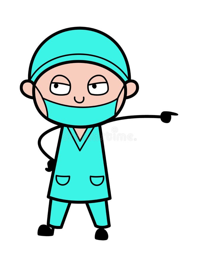 Pointing Surgeon Cartoon Illustration Stock Vector - Illustration of ...