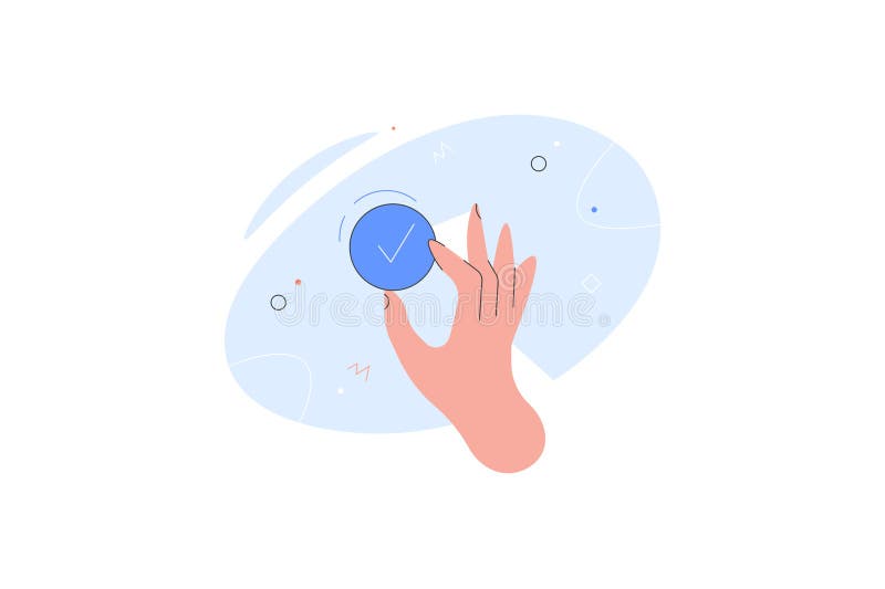 Hand Holding Check Mark Button. Tick and Hand Sign. Done. Success ...