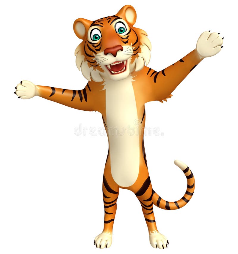 Pointing Tiger Cartoon Character Stock Illustration - Illustration of ...