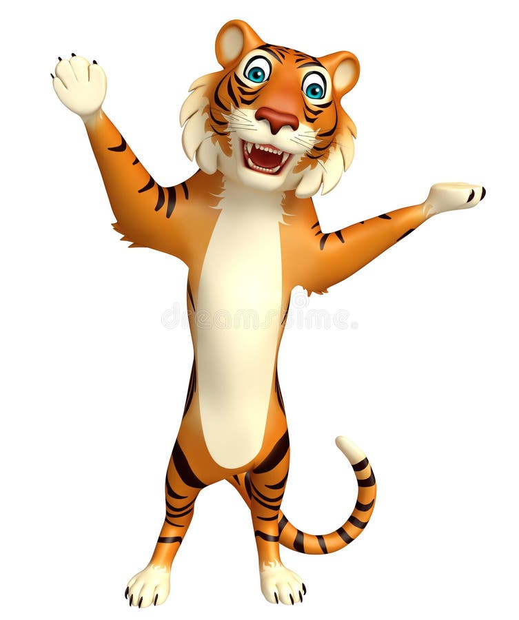 Pointing Tiger Cartoon Character Stock Illustration - Illustration of ...