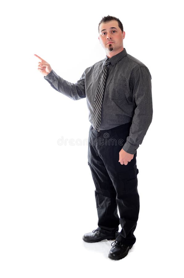 Pointing To the Left. Man in Suit Raised Eyebrows Stock Image - Image ...