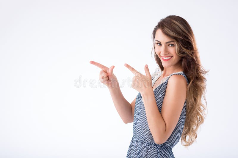 Pointing at White Background Stock Image - Image of standing, portrait ...