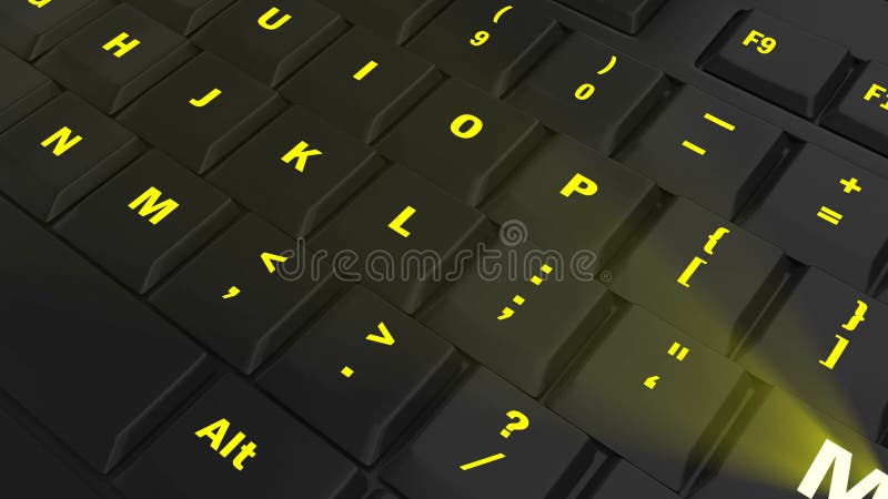 Pointing on Yellow Glowing Mail Key Stock Video - Video of symbol ...