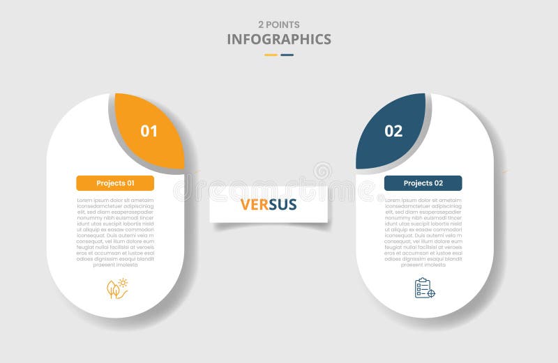 2 Points Comparison Versus for Infographic with Round Rectangle Capsule ...