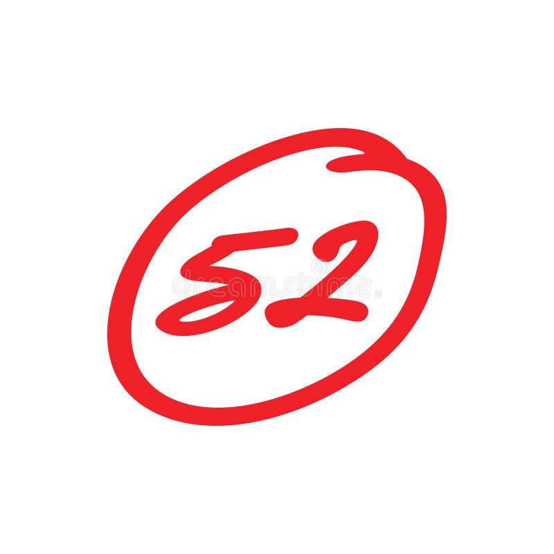 52 Points Exam Score, Fifty Two Points Grade Results, Isolated on White ...