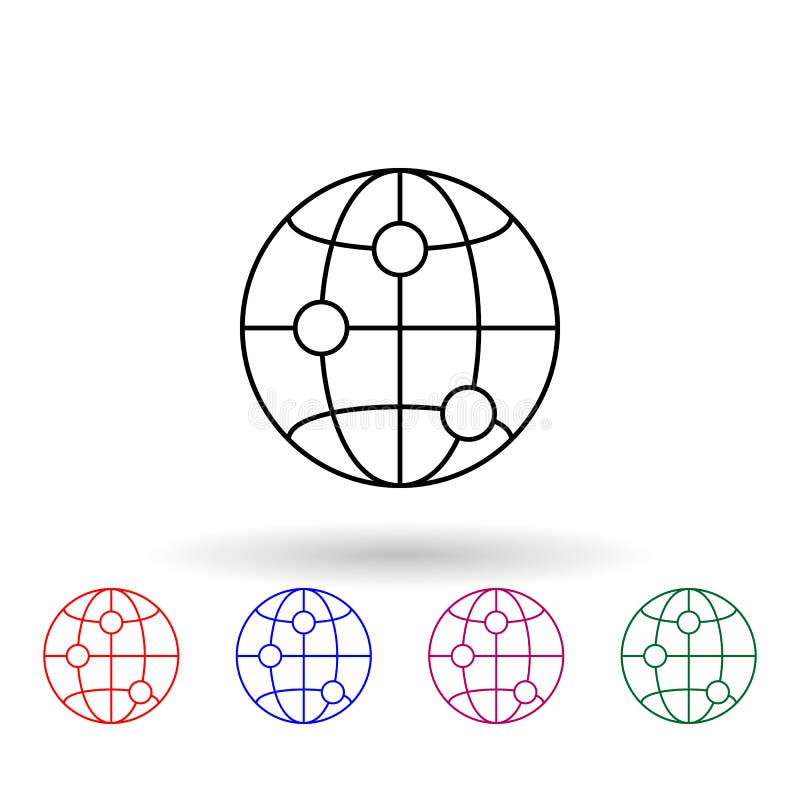 Points On The Globe Multi Color Icon Simple Thin Line Outline Vector Of Navigation Icons For