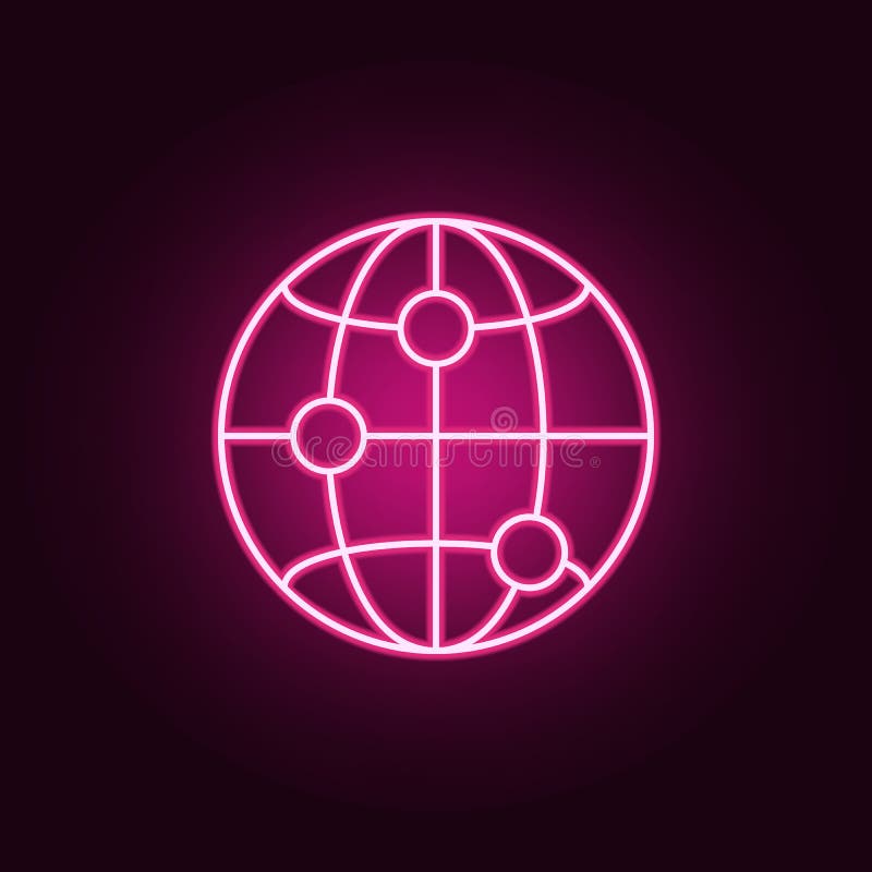 Points on the Globe Neon Icon. Elements of Navigation Set Stock ...