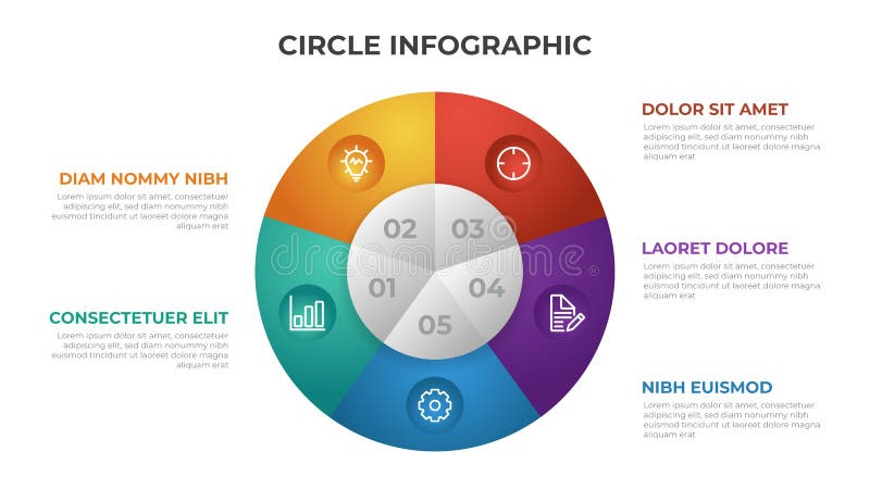 5 Points Infographic Template with Circle Layout Vector Stock Vector ...