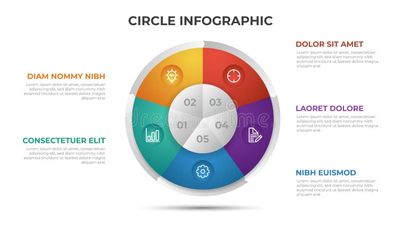 5 Points Infographic Template with Circle Layout Vector Stock Vector ...