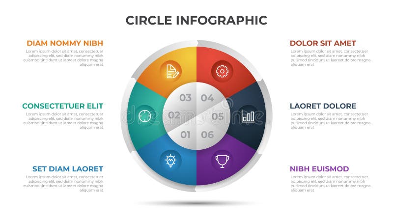 6 Points Infographic Template with Circle Layout Vector Stock Vector ...