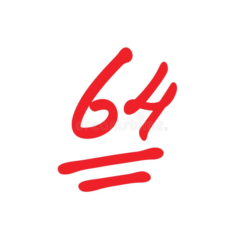 64 Points Mark Illustration, Sixty Four Points Test Score - Vector ...