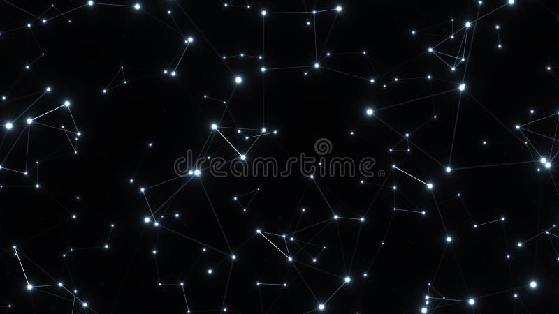 The Dots are Connected by Lines on a Black Space Background with ...