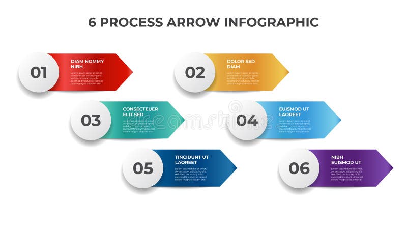 6 Points of Process Arrow, Infographic Element Template Vector Stock ...