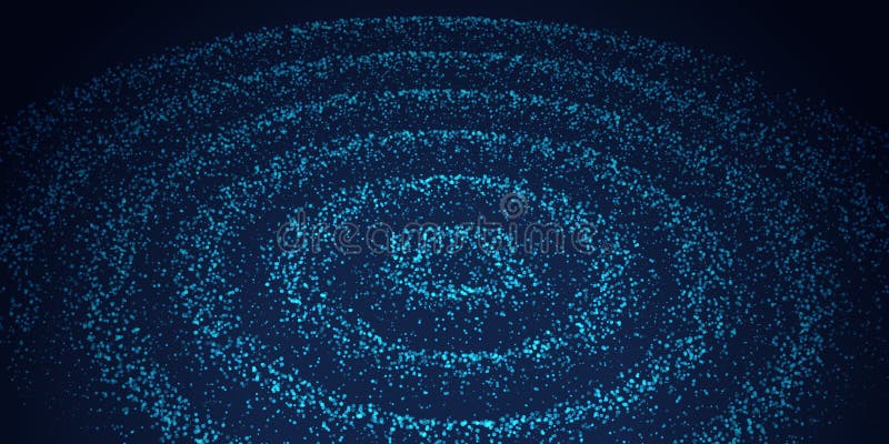 Points in Radial Grid Chaotic Waves Texture. Abstract Particles on Blue ...