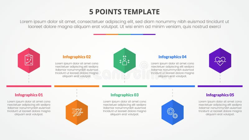5 Points Stage Template Infographic Concept for Slide Presentation with ...