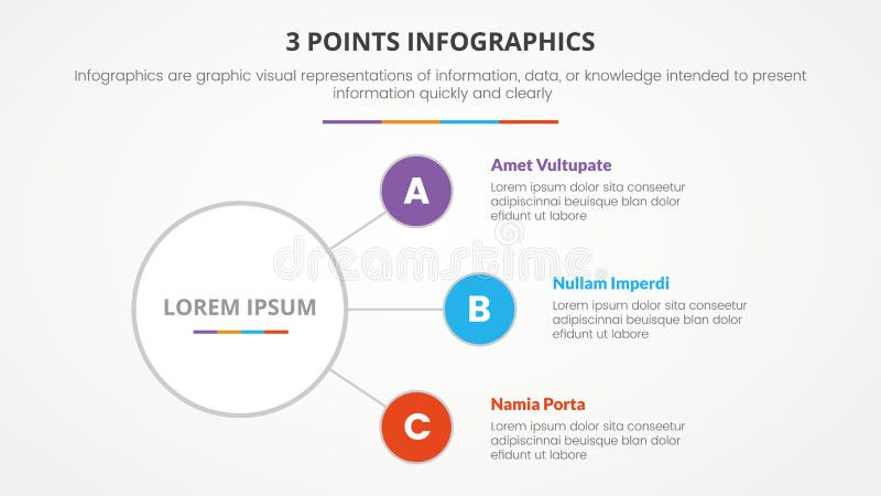 3 Points or Stages Infographic Concept with Connected Circle with Big ...