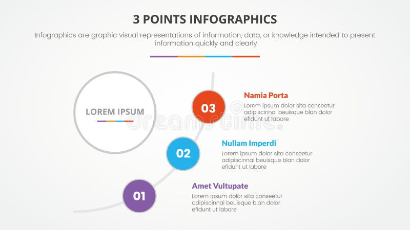 3 Points or Stages Infographic Concept with One Big Center Circle and ...