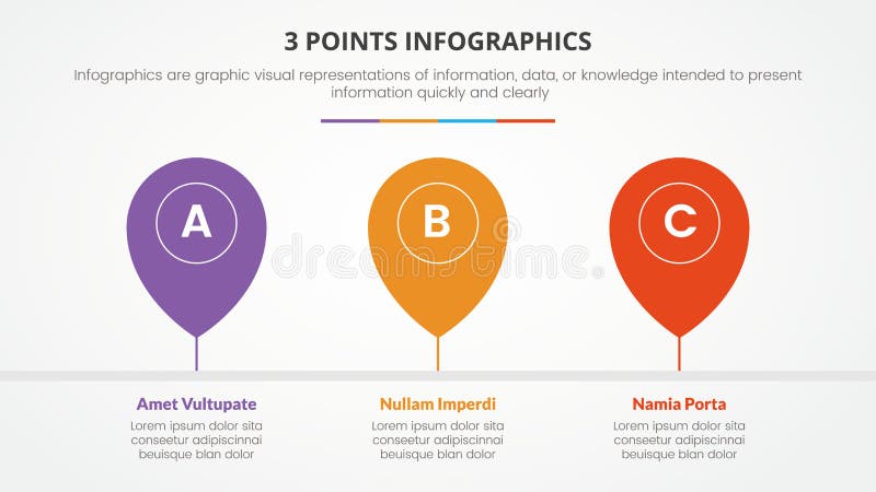 3 Points or Stages Infographic Concept with Right Direction Gps ...