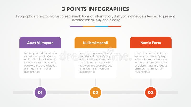 3 Points or Stages Infographic Concept with Right Direction and Square ...