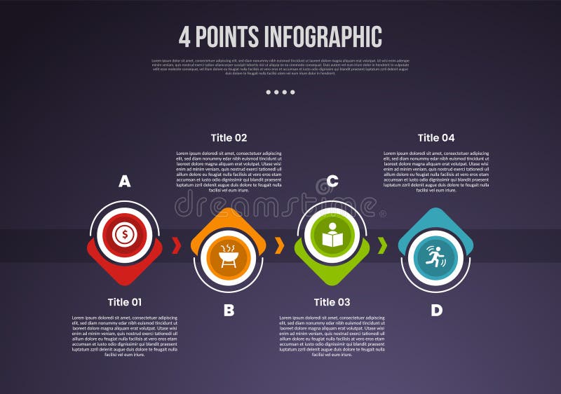 4 Points or Step Process Infographic with Big Circle Arrow Up and Down ...