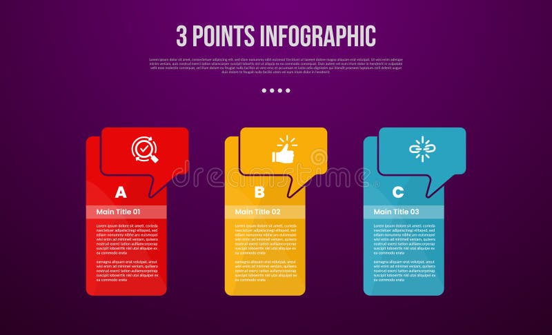3 Points or Step Process Infographic with Big Table Box Container with ...