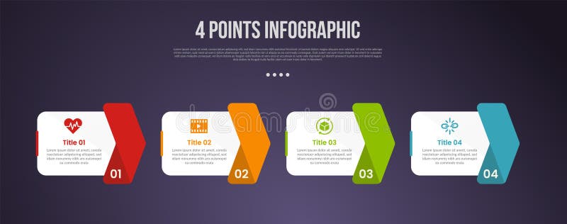 4 Points or Step Process Infographic with Box Container with Arrow ...