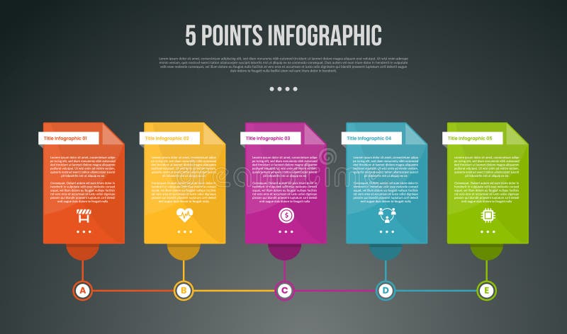 5 Points or Step Process Infographic with Box Container Linked on ...