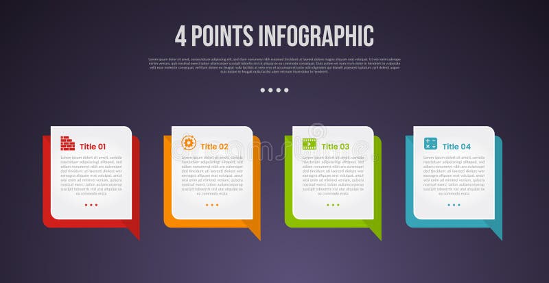 4 Points or Step Process Infographic with Callout Box Square on ...