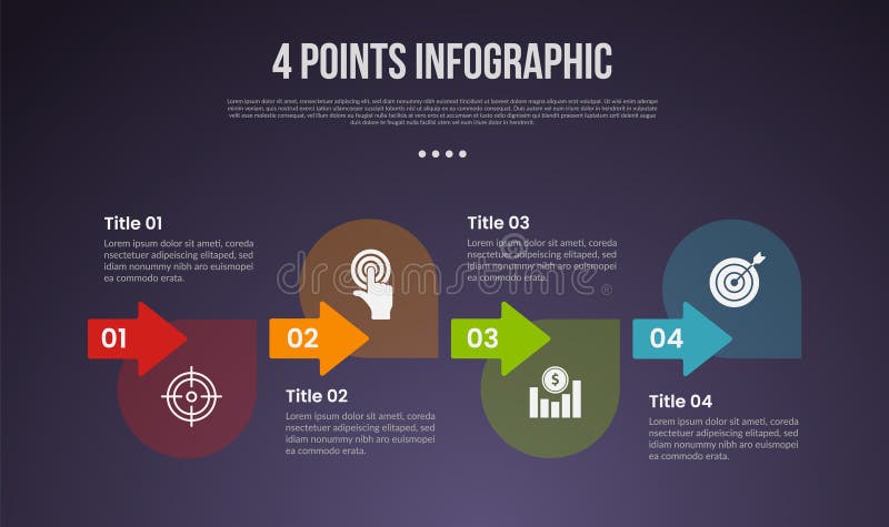 4 Points or Step Process Infographic with Creative Arrow and Round ...