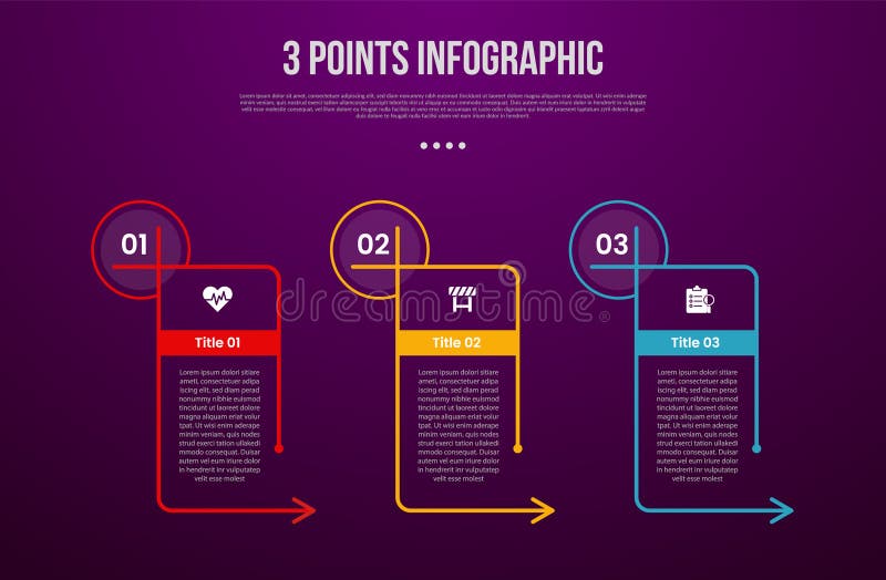 3 Points or Step Process Infographic with Creative Big Outline Table ...