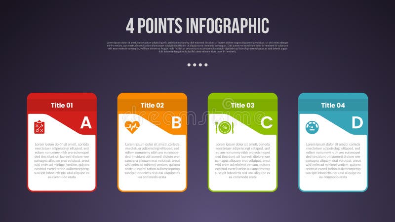 4 Points or Step Process Infographic with Creative Box Container with ...