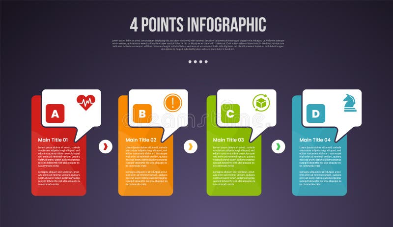 4 Points or Step Process Infographic with Creative Box Table with ...