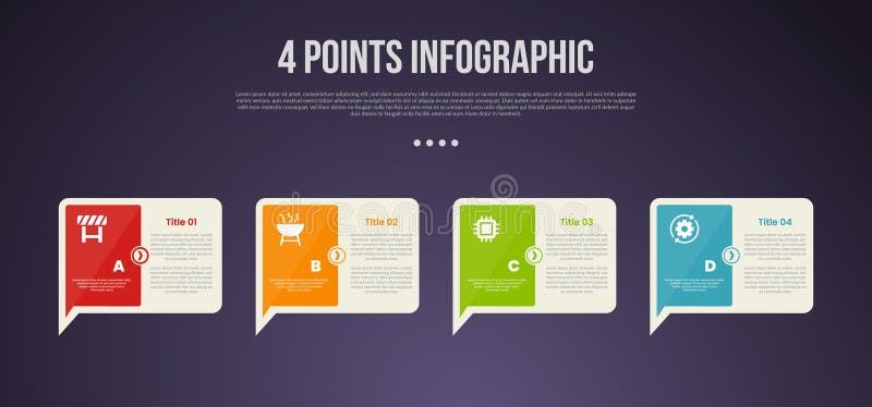 4 Points or Step Process Infographic with Creative Callout Box with ...