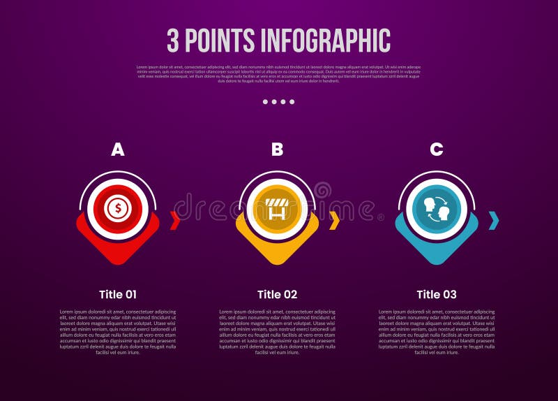 3 Points or Step Process Infographic with Creative Circle Outline and ...