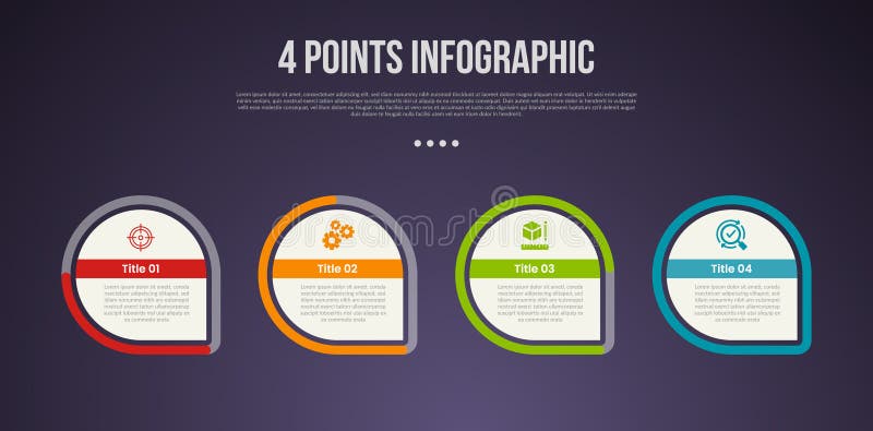 4 Points or Step Process Infographic with Creative Circle with Outline ...