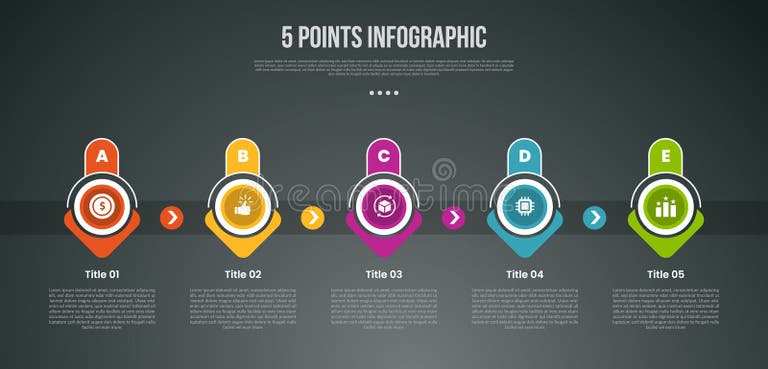 5 Points or Step Process Infographic with Creative Circle with Round ...