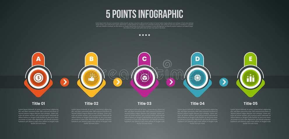 5 Points or Step Process Infographic with Creative Circle with Round ...