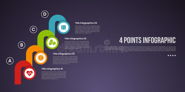 4 Points or Step Process Infographic with Creative Circle and Round ...