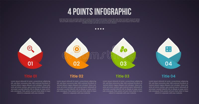 4 Points or Step Process Infographic with Creative Circle Sharp Edge on ...