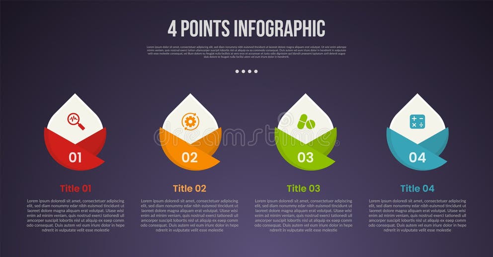 4 Points or Step Process Infographic with Creative Circle Sharp Edge on ...