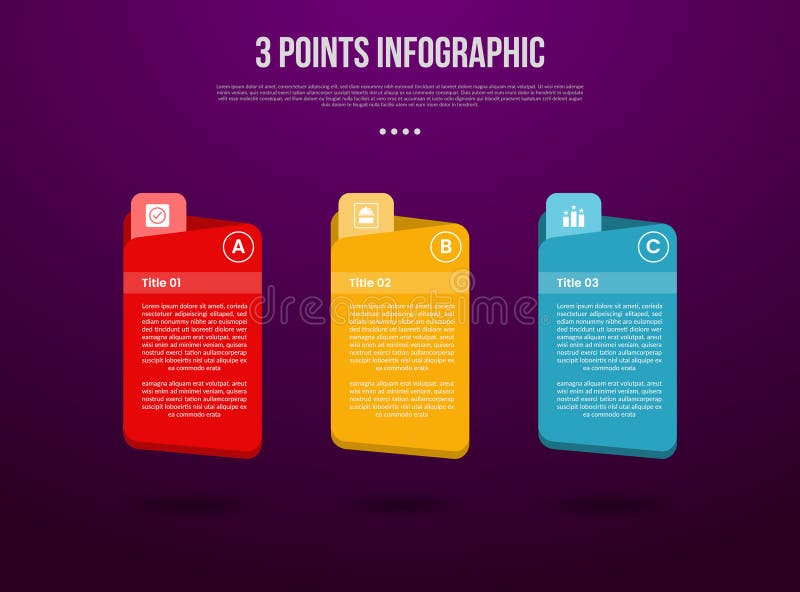 3 Points or Step Process Infographic with Creative Folder Box Container ...