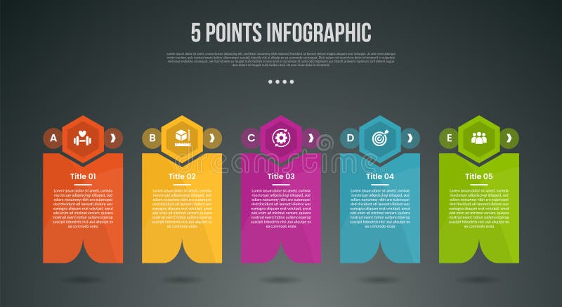 5 Points or Step Process Infographic with Creative Hexagon Header and ...