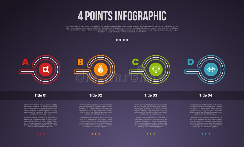 4 Points or Step Process Infographic with Creative Outline Circle As ...