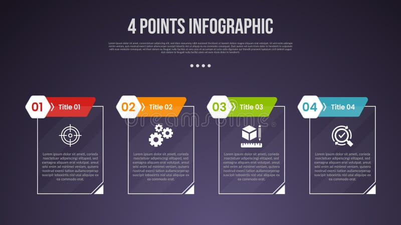 4 Points or Step Process Infographic with Creative Outline Table with ...