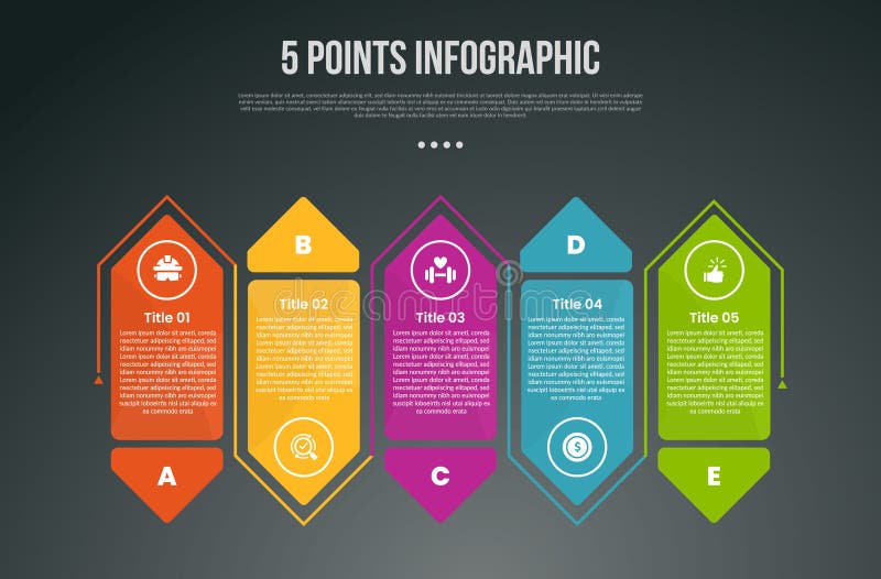 5 Points or Step Process Infographic with Creative Rectangle Box with ...