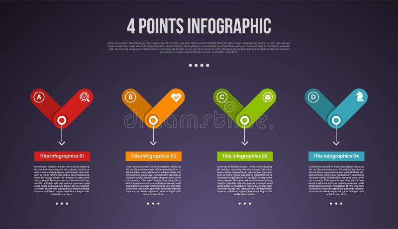 4 Points or Step Process Infographic with Creative Round Rectangle ...