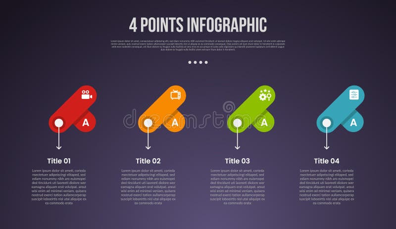 4 Points or Step Process Infographic with Creative Round Rectangle ...