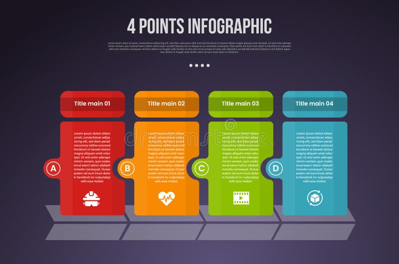 4 Points or Step Process Infographic with Creative Table Box with ...