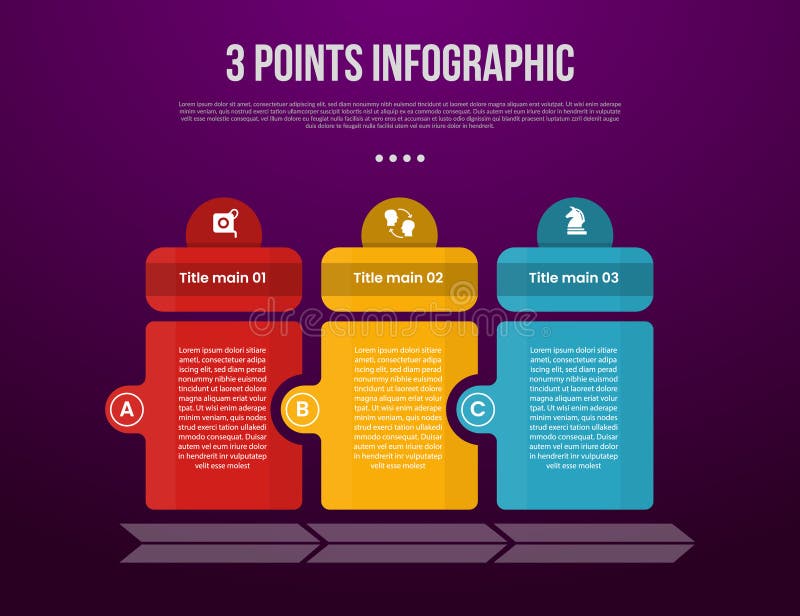 3 Points or Step Process Infographic with Creative Table with Circle ...