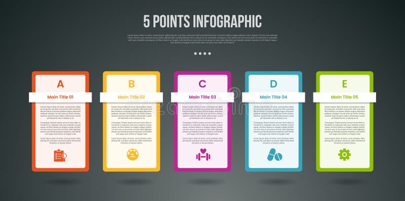 5 Points or Step Process Infographic with Creative Table with Clean ...